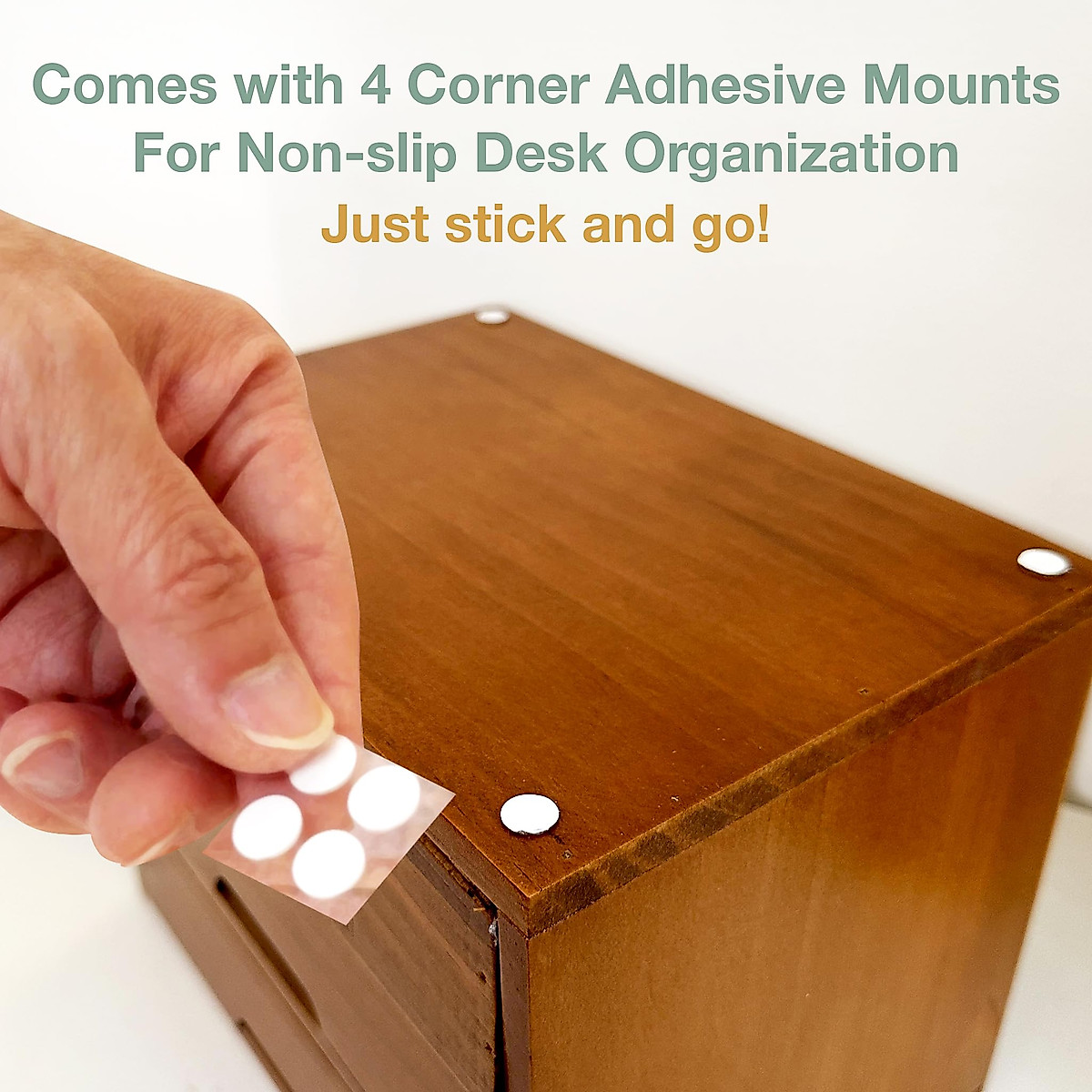 Store and Display Wooden Desk Top Organizer Cabinet - Mahogany Wood Display Chest with 4 See-Through Drawers - Additional Storage for Work Table, Vanity, Dresser Shelf or Kitchen Counter