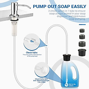 Sink Soap Dispenser Extension Tube Kit 47" Come with Kitchen Dish Dispenser Pump (White)