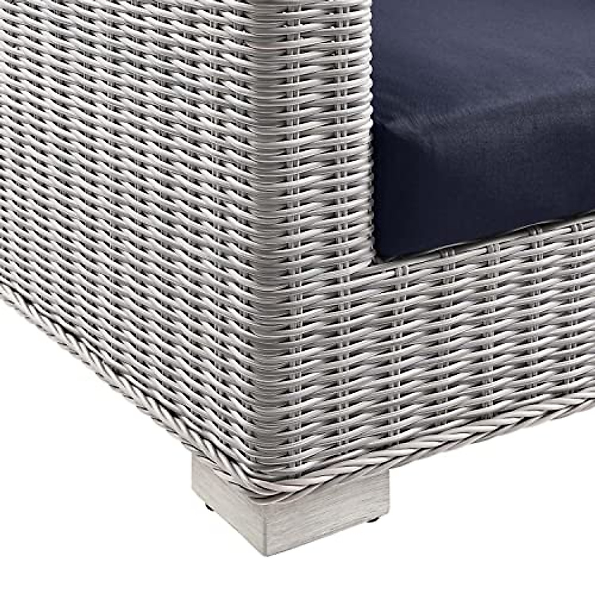 Conway Outdoor Patio Wicker Rattan Armchair in Light Gray Navy
