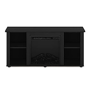 Furinno Jensen Entertainment Center Stand with Fireplace for TV up to 55 Inch, Americano, Corded Electric, Adjustable