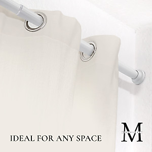 Meriville 1-inch Diameter Metal Spring Tension Rod, Closet Rod, Tension Curtain Rod, Shower Curtain Rod, Adjustable Length 18-inch to 30-inch, Off White