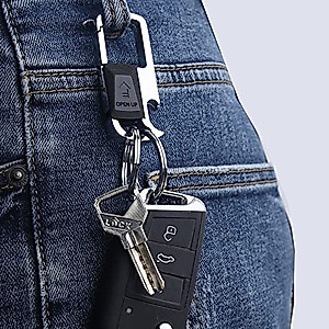 Mtverver Metal Keychain Car Key Chain Holder Clip with 4 Detachable Key Rings ，Bottle Opener Keychain (Black)