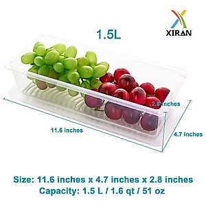Xiran Refrigerator Boxes, Fridge Containers Boxes - Pack of 6 - Fridge Storage Set, Fridge Storage Basket for Fish, Meat, Vegetable, Fruits (1500ML Set of 6 Piece)