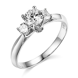 The World Jewelry Center .925 Sterling Silver Rhodium Plated Wedding Engagement Ring - Size 8