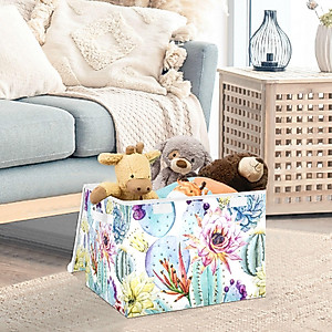 xigua Cactus Storage Bin with Lids Larger Collapsible Decorative Cube Storage Bins with Handles Divider for Bedroom Closet Living Room