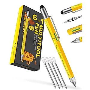 Stocking Stuffers Gifts for Men Dad-Multitool Pen Construction Tools, Pen Tool Gadget for Men Women,Gifts Ideas for Engineer Woodworkers Carpenter Stylus,Ruler,Level,Screwdriver,Ballpoint Pen 1 Pack