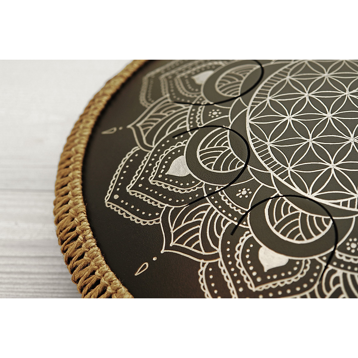 GUDA DRUM Freezbee Flower of Life with Rope Decoration and Perfect Travel Bag