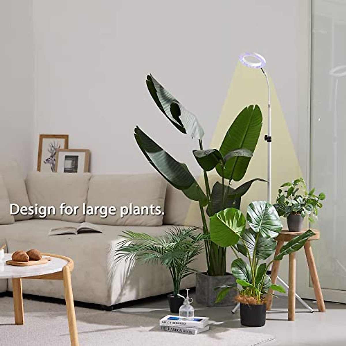 Grow Light with Stand, Yadoker LED Plant Light for Indoor Plants, Full Spectrum Grow Lamp, 8/12/16H Timer, 10 Dimmable Levels, 7 Switch Modes, Adjustable Tripod Stand 15-66 inches