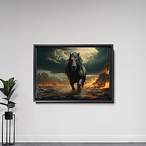 Majestic Black Stallion Galloping In The Clouds, Black Horse On Salt Flats, Canvas Print, Black Horse Print, Black Horse Wall Art, Canvas Prints, Wall Decor