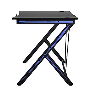 FurnitureR 45.3'' Gaming Desk Black Computer Desk with Cup Holder and Headphone Hook Modern Gamer Workstation Game Table, 45.3 x 29.2 x 30.4 in