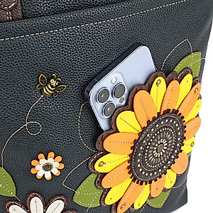 CHALA Deluxe Everyday Tote Women Shoulder Purse Handbag - Sunflower - navy