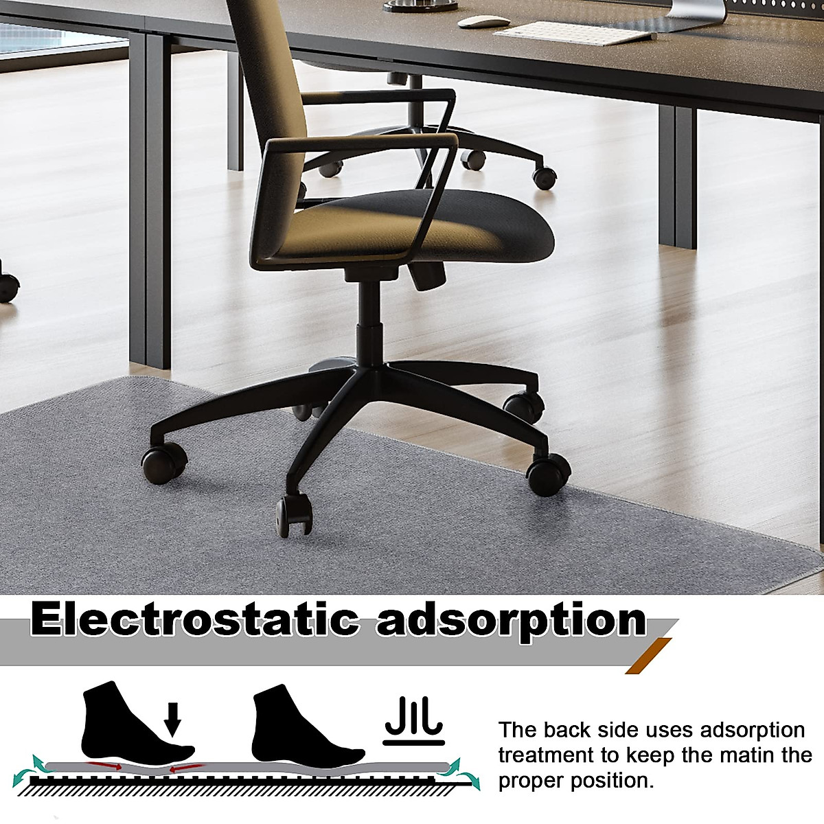CELION Edging Office Chair Mat for Hardwood & Tile Floor, 55"x35" Computer Gaming Rolling Chair Mat, Under Desk Low-Pile Rug, Large Anti-Slip Floor Protector for Home Office (Light Grey, 55" x 35")