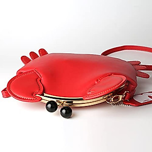 PTShadow Crab Shape Crossbody Shoulder Bag,Pu Leather Animal Purse for Women(Red)