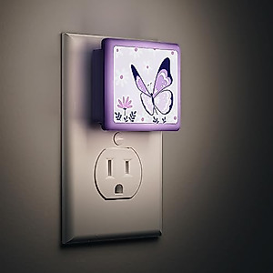 LOHAS Butterfly Night Light for Kids [2-Pack], Girls LED Wall Decor, Plug into Wall Lights, Dusk-to-Dawn Sensor, Cute Nursery Plug in Nightlight, for Kids Room, Bathroom, Bedroom Décor, Children Gift