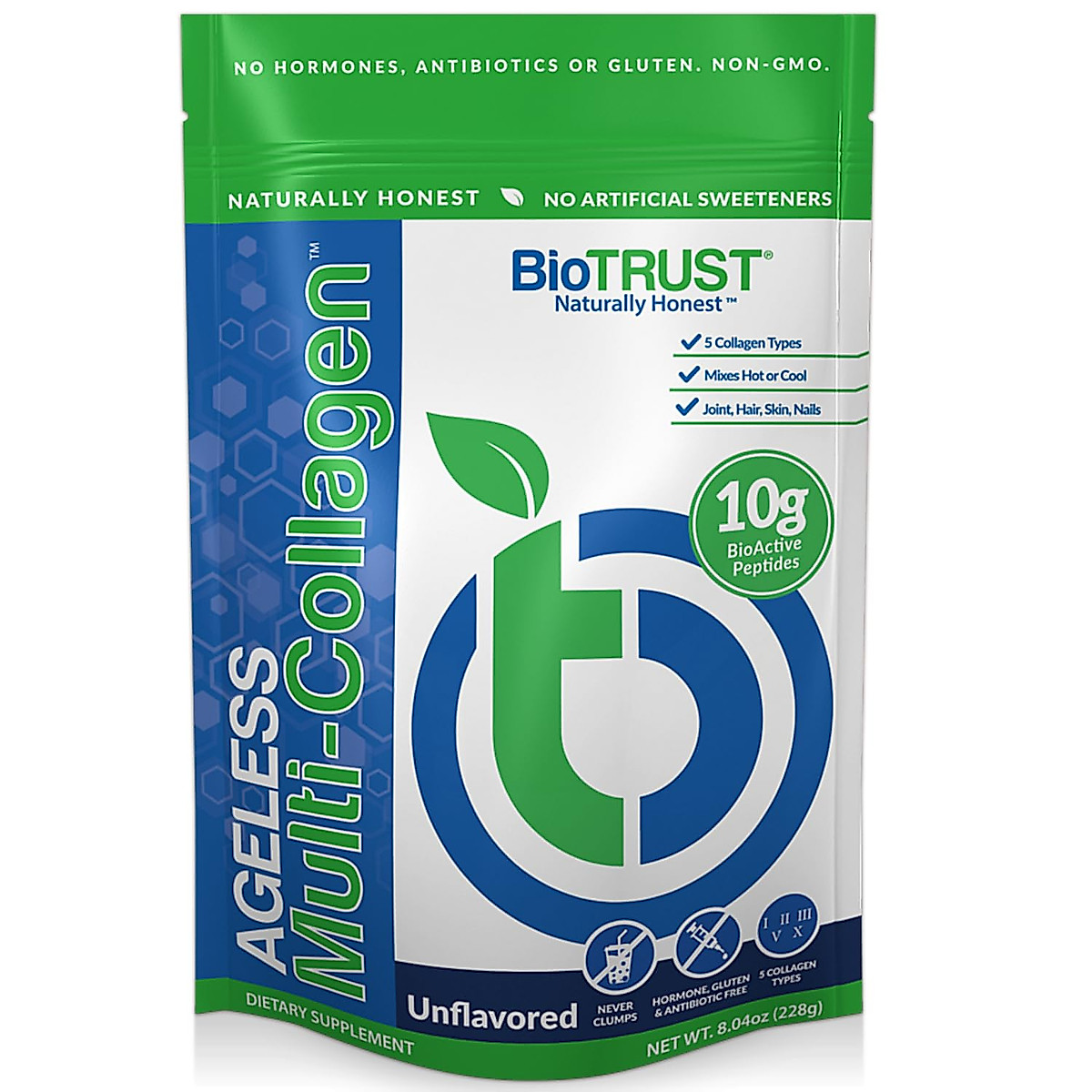 BioTrust Ageless Multi Collagen Peptides Powder – 5 Types (I, II, III, V, X) – Unflavored Collagen Powder for Women & Men – Hydrolyzed Protein – Grass Fed Beef, Fish, Chicken, Eggshell Membrane