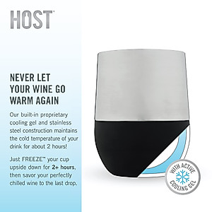 Host Wine Freeze Pro Cooling Cup, 12oz Stainless Steel Double Wall Tumbler, Freezable Cup, Mothers Day Gifts, Best Gifts for Women, Wife Gifts