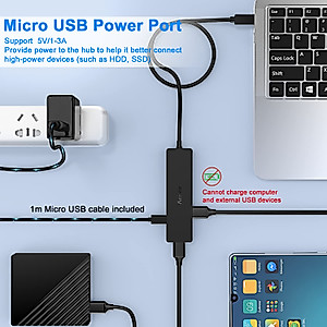 Aceele 5 Port USB 3.0 USB Type C Hub, Ultra-Slim with 2ft Extended Cable, 5 Gbps SuperSpeed, Micro USB Charging, for 2020 MacBook Pro, Surface Pro 7, Samsung S21, and Other USB C Devices