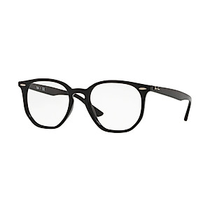 Ray-Ban RX7151 Hexagonal Prescription Eyeglass Frames, Black/Demo Lens, 52 mm