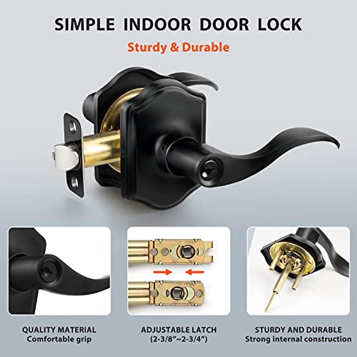 Haidms Door Handles Oil Rubbed Bronze, Door Lever with Lock, Bronze Door Handle Lock and Keys, Keyed Entry Door Lever, Oil Rubbed Bronze Door Lock Lever with Key(1 Pack, Oil Rubbed Bronze)