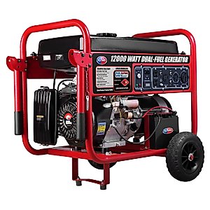 All Power APGG12000-12,000-Watt Dual Fuel Generator Gasoline Propane JD Engine Electric Start Portable Wheel Kit