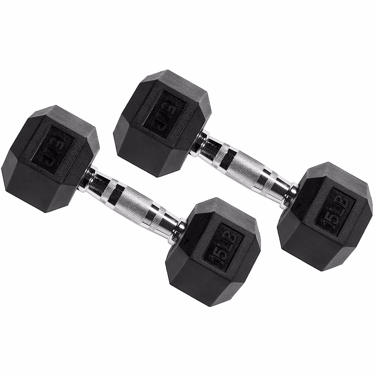 Fitvids Premium Rubber Encased Hex Dumbbell, 15LB Pair