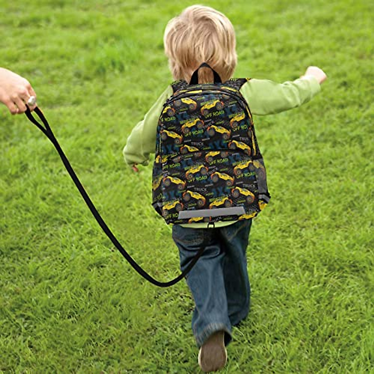 Glaphy Monster Truck Cars Retro Kids Toddler Backpack for Boys Girls, Children Bag Preschool Bookbag with Chest Strap for Daycare Kindergarten Travel