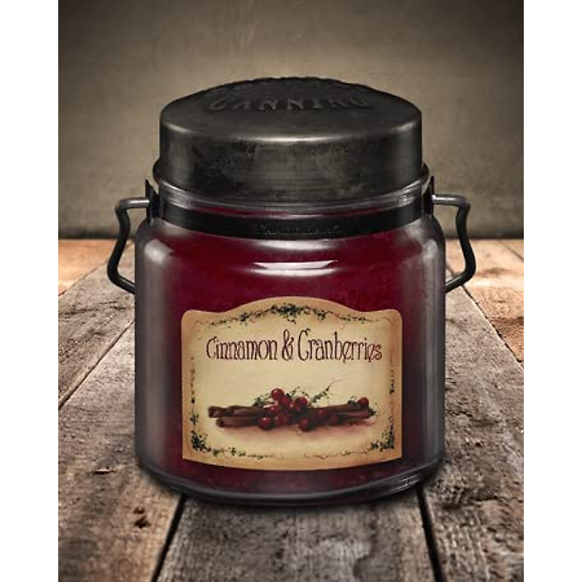 McCalls Candles | Cinnamon & Cranberry | Highly Scented & Long Lasting | Classic Painted Label | Hand Crafted Metal Lid with Strap and Handle| Premium Wax & Fragrance | Made in The USA | 16 oz