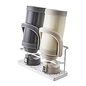 Yamazaki Home Countertop Two Tier Bottle Drying Rack, Wide Jug Storage Stand with Drainage Tray for Kitchen Counter for Glass Metal Or Plastic Bottles, Steel, No Assembly Req.