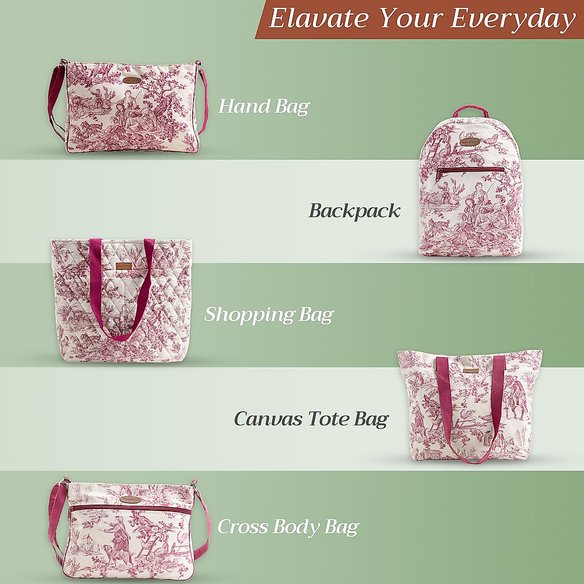 Maison d' Hermine Weekend Bag Cotton Quilted Duffel Overnight Luggage Weekender Gym Bag for Gifts Travel Men Women Business Travellers Family Trip, The Miller - Red