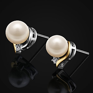 Jewlldeen Pearl Earrings for women, 925 Sterling Silver Studs Jewelry, for Women, Wife,Mom, Her