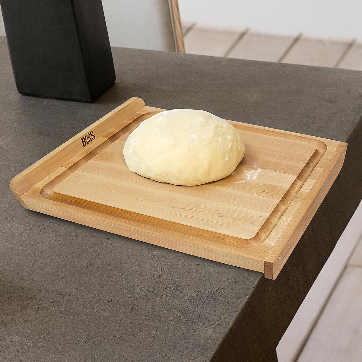 John Boos Block KNEB23 Maple Wood Countertop Reversible Edge Grain Cutting Board with Gravy Groove, 23.75 Inches x 17.25 Inches x 1.25 Inches