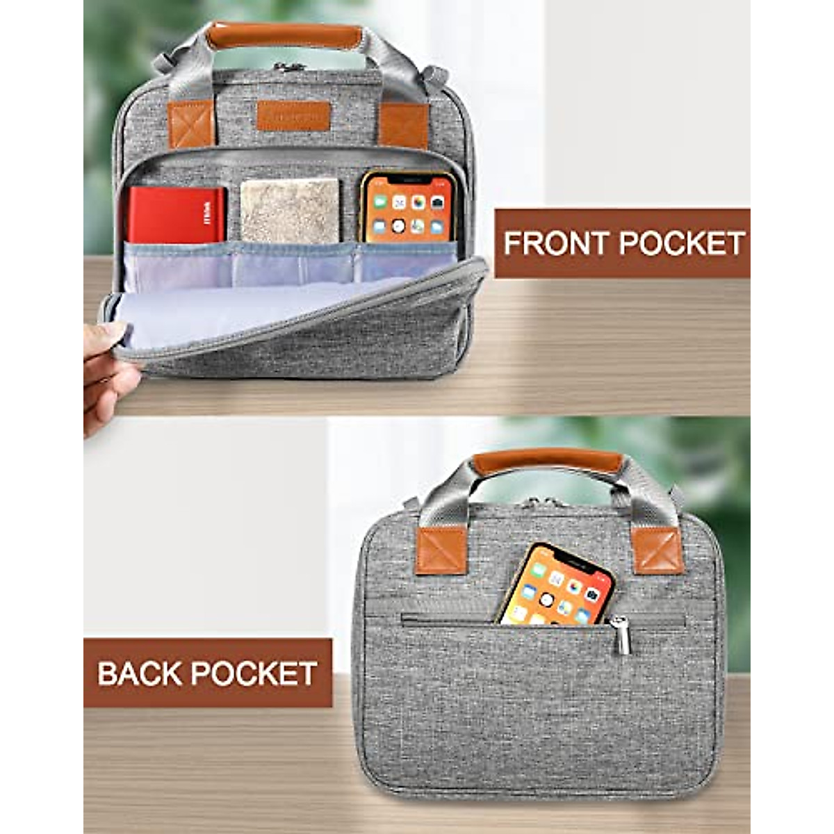 Amersun Bible Cover for Women, Men and Girl with Shoulder Strap - Roomy Bible Case with Multi-Pocket - Bible Tote Bag for Women,Girls(Grey)