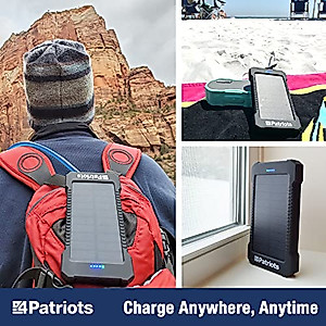 4Patriots Patriot Power Cell: Portable Solar Power Bank, Rechargeable External Battery 2 USB Ports, 8,000 mAh Lithium Polymer Battery, LED Flashlight, Great for Hiking or Emergencies
