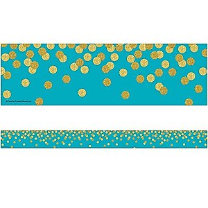 Teacher Created Resources Teal Confetti Straight Border Trim (TCR8869)