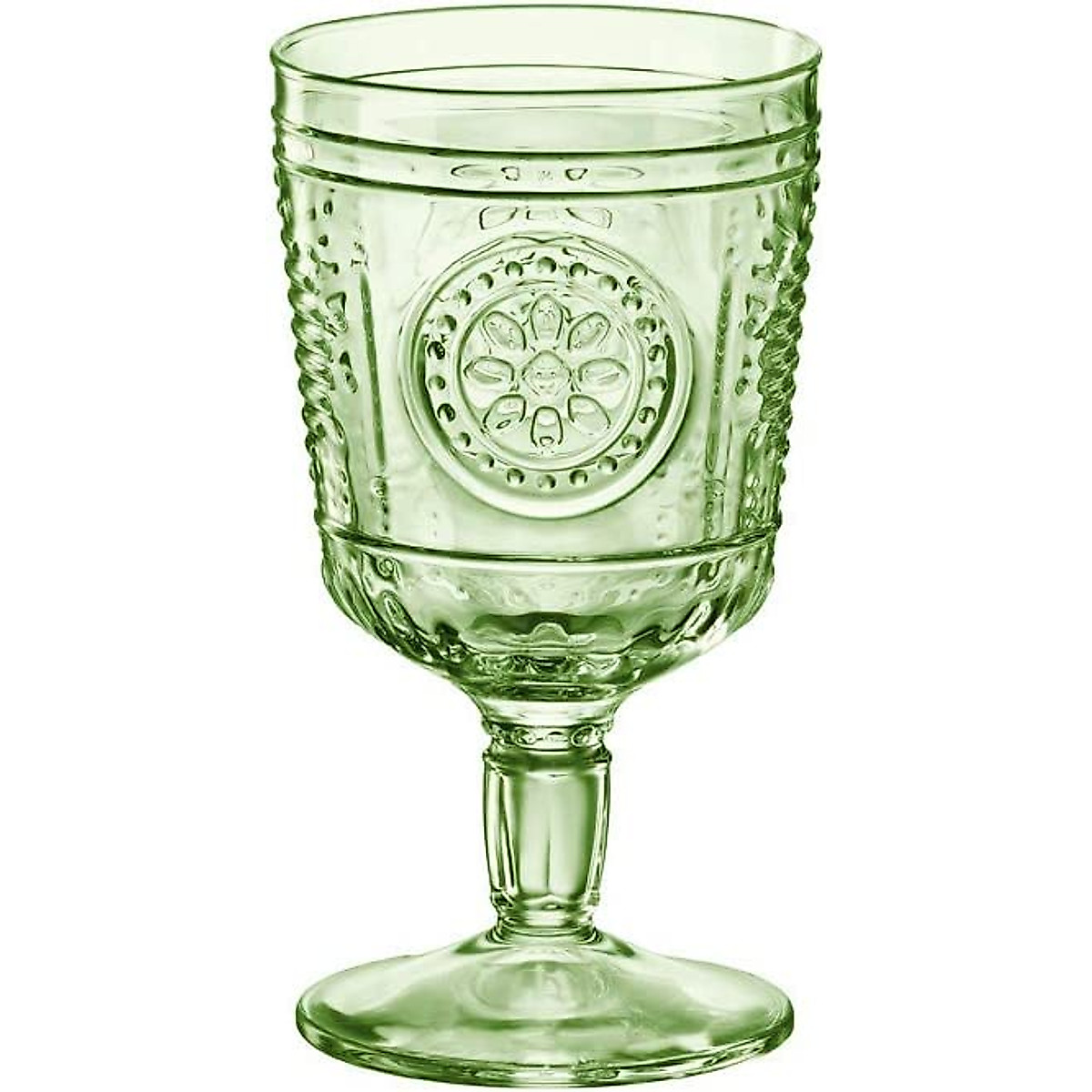 Bormioli Rocco Romantic Set Of 6 Stemware Glasses, 10.75 Oz. Colored Crystal Glass, Pastel Green, Made In Italy.
