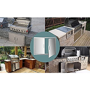 S7 Outdoor Kitchen Doors, 31W x 24H Inch, BBQ Door Stainless Steel Wall Construction Vertical, Outdoor Kitchen Door for BBQ Island, Grilling Station, Outside Cabinet