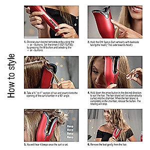 CHI Spin N Curl 1" Ceramic Rotating Curler In White, 1 Pound. Ideal for Shoulder-Length Hair between 6-16” inches.