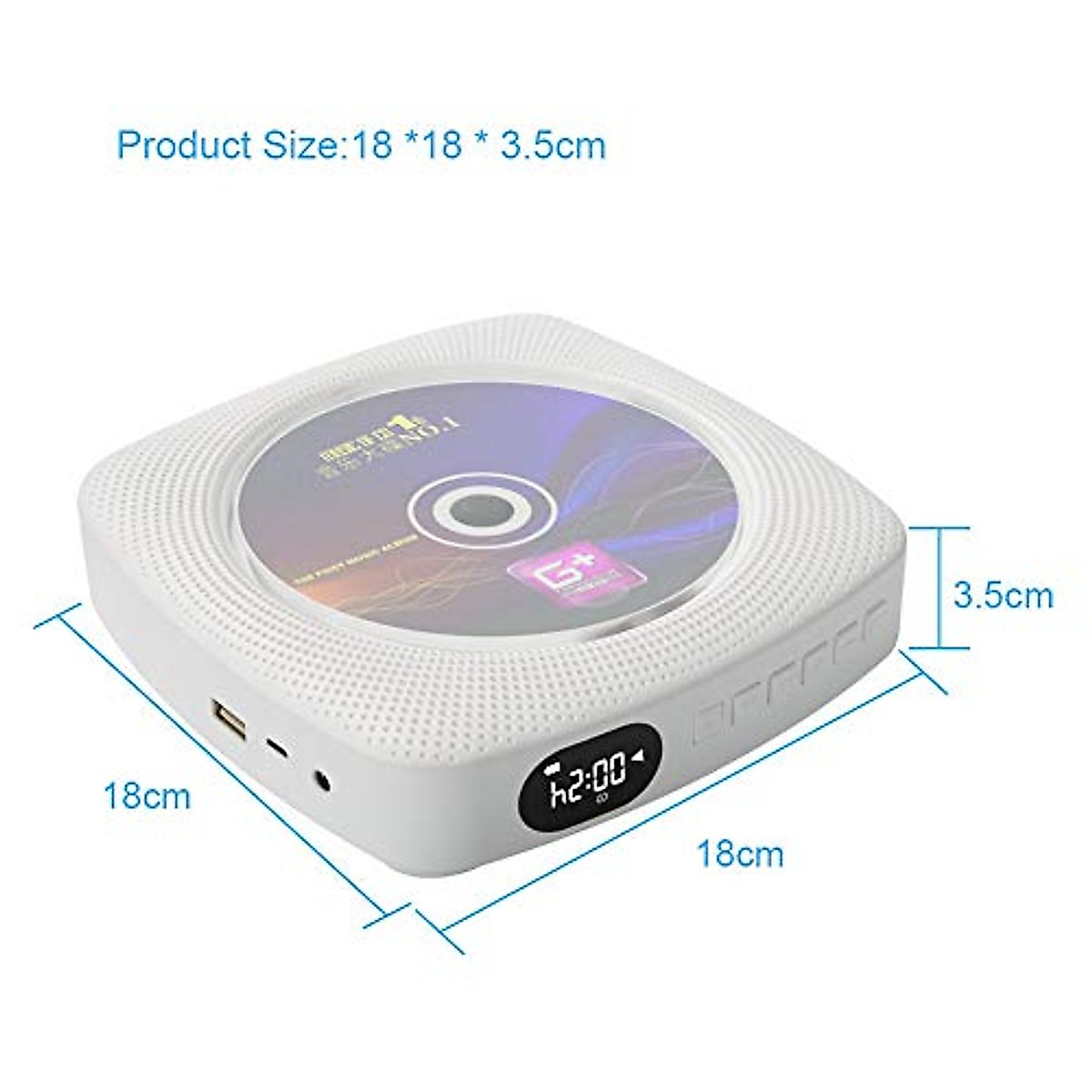 CD Player, Bluetooth HiFi Speaker, USB Flash Player, AUX line-in Audio Boombox, FM Radio, Portable, Wall Mountable and Desk Stand, with Remote Control