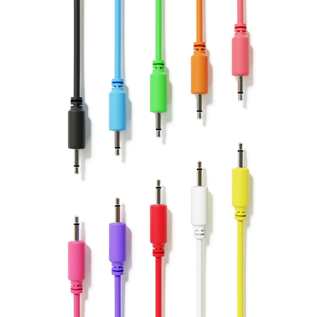 ExcelValley - Mono Modular Patch Cables TS 3.5mm 1/8 inch Eurorack Synthesizer [10-Pack | 30 cm - 11.81"]