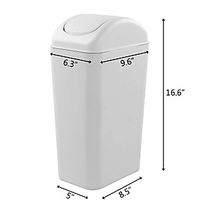 Uumitty 3.5 Gallons Plastic Trash Can, Kitchen Garbage Dustbin, Grey, 1 Pack