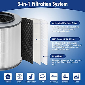Senowi 2 Pack 12030 Medium Room True HEPA Air Purifier Replacement Filter Compatible with Clorox 11030 & 11031 Air Cleaner Purifier for Home, 1,000 Sq. Ft. Capacity, Part #12030