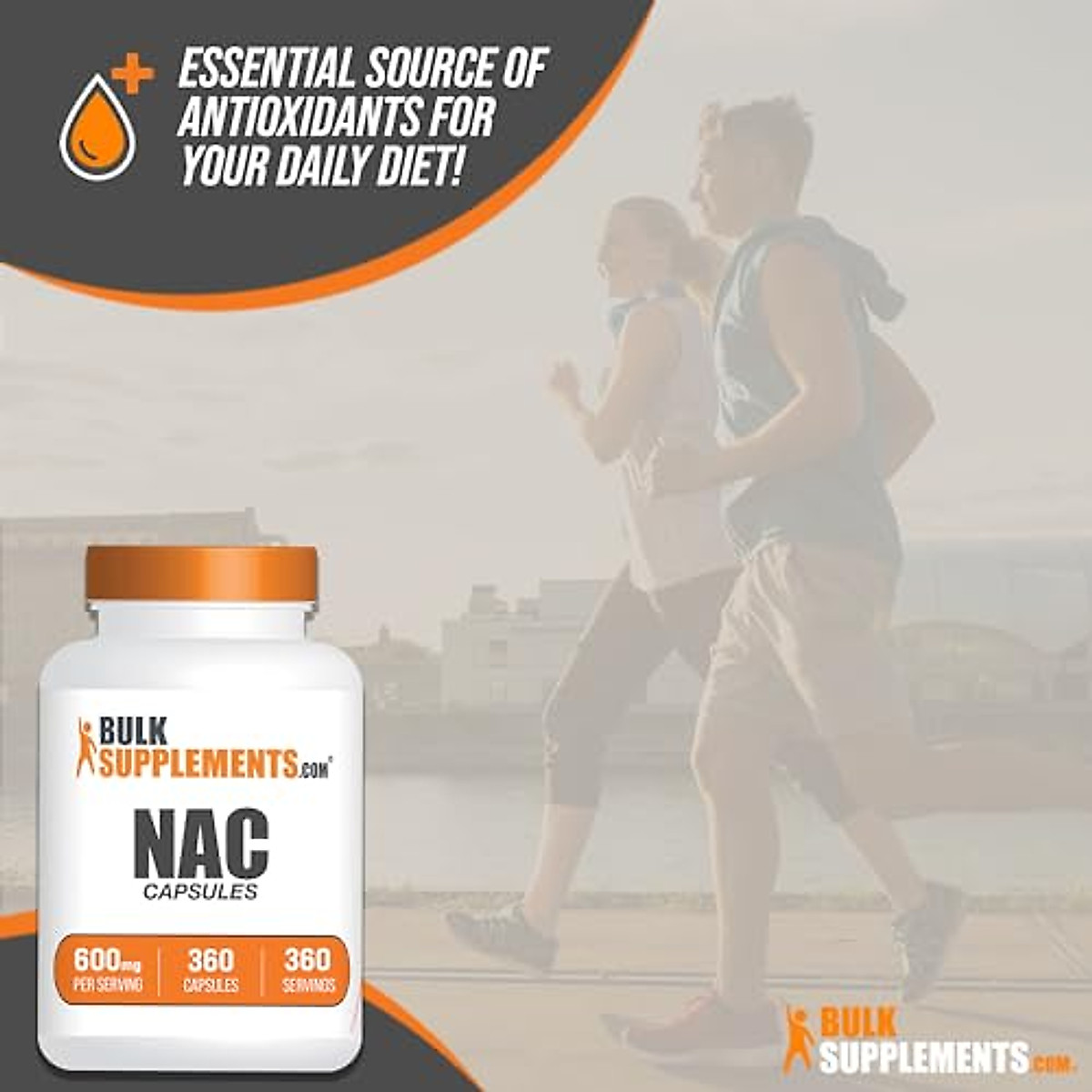 BULKSUPPLEMENTS.COM NAC 600 mg Capsules - N-Acetyle Cysteine 600mg, NAC Supplement, NAC 600mg - NAC Capsules, Gluten Free - 1 Capsule per Serving, 360-Day Supply, 360 Capsules