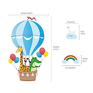 DECOWALL BS-104 Hot Air Balloons Wall Decals Animal Clouds Stickers for Kids Bedroom Nursery Playroom Living Room Removable Art Decor Decoration