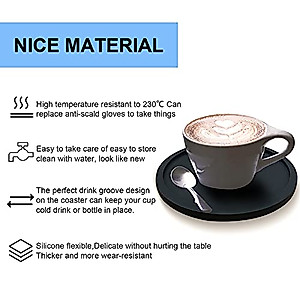 Coasters for Drinks-Anti-Slip Durable Reusable Drink Coasters Set,Non Slip Cup Coasters Silicone Coasters Fit Coffee Table Desk Beverage Bar Protect Desk from Heat and Scratch Damage(4 Pack,Black)