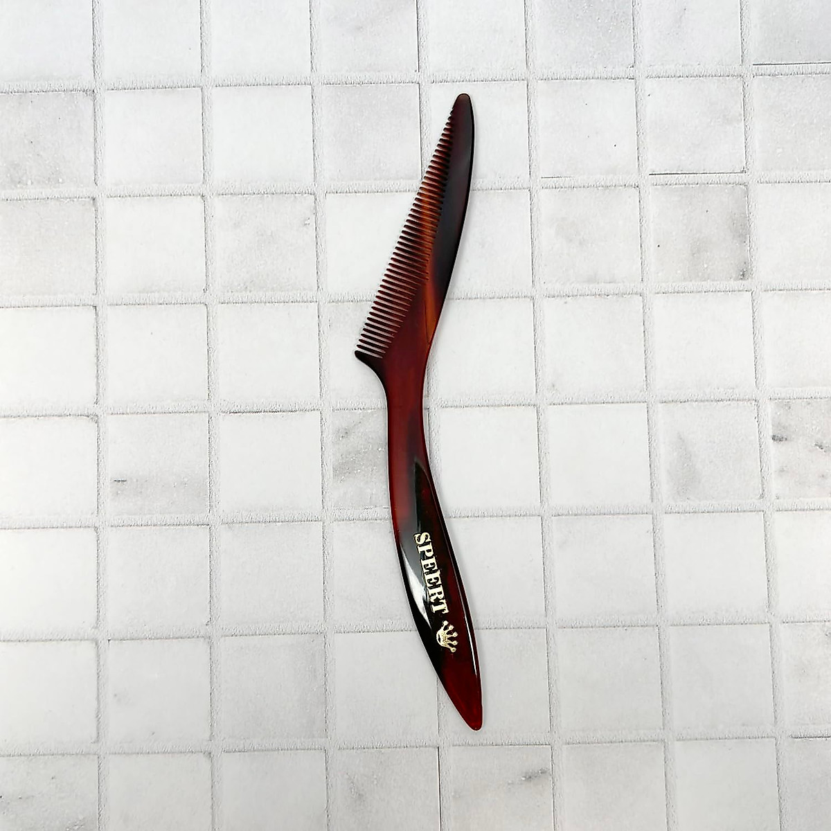 Speert #1617 Handmade Narrow Tooth Mustache Beard Comb Small Tortoise Havana Acetate Thick Coarse Fine Short Pocket Sized Facial Hair Grooming Tangle Free Beard Straightener Growth Care Styling Wet