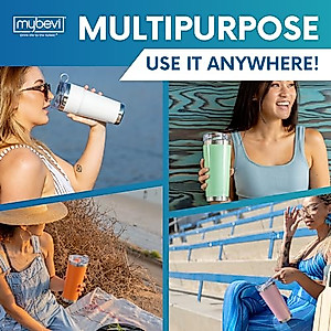 MyBevi Classic Premium Stainless Steel Tumbler with 12-Hour Temperature Control, Tritan Lid, and BPA-Free Construction | Aqua Sky, 26 oz