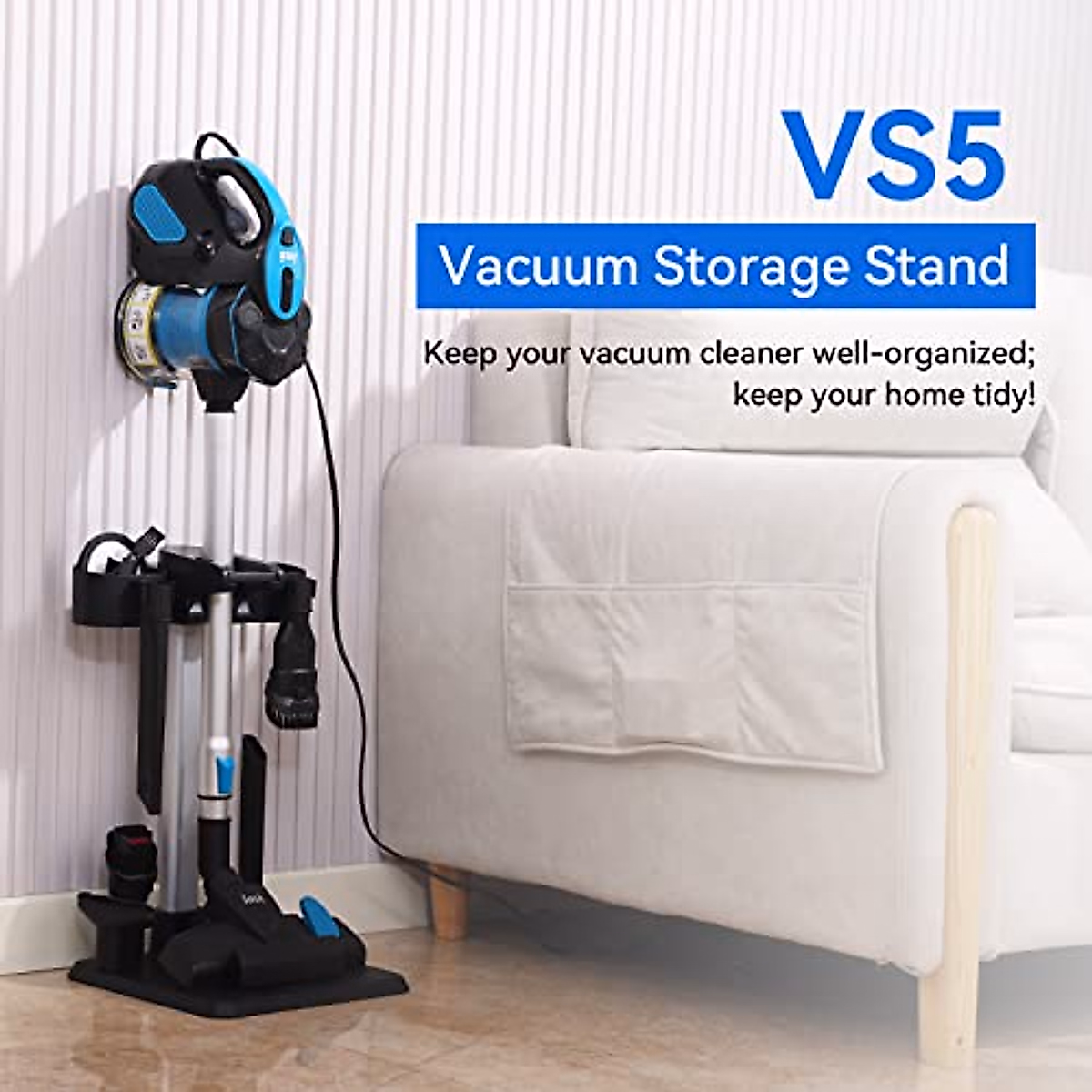 INSE Vacuum Storage Stand, Vacuum Cleaner Stand with Accessory Holders, Universal Vacuum Stand for Stick Vacuum Cleaner