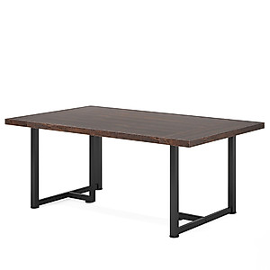 Tribesigns Dining Table Kitchen Table for 6,Farmhouse Kitchen Table for Dining Room, Industrial Rectangular Table with Steel Legs Metal Frame, Kitchen, Home Furniture (Brown)