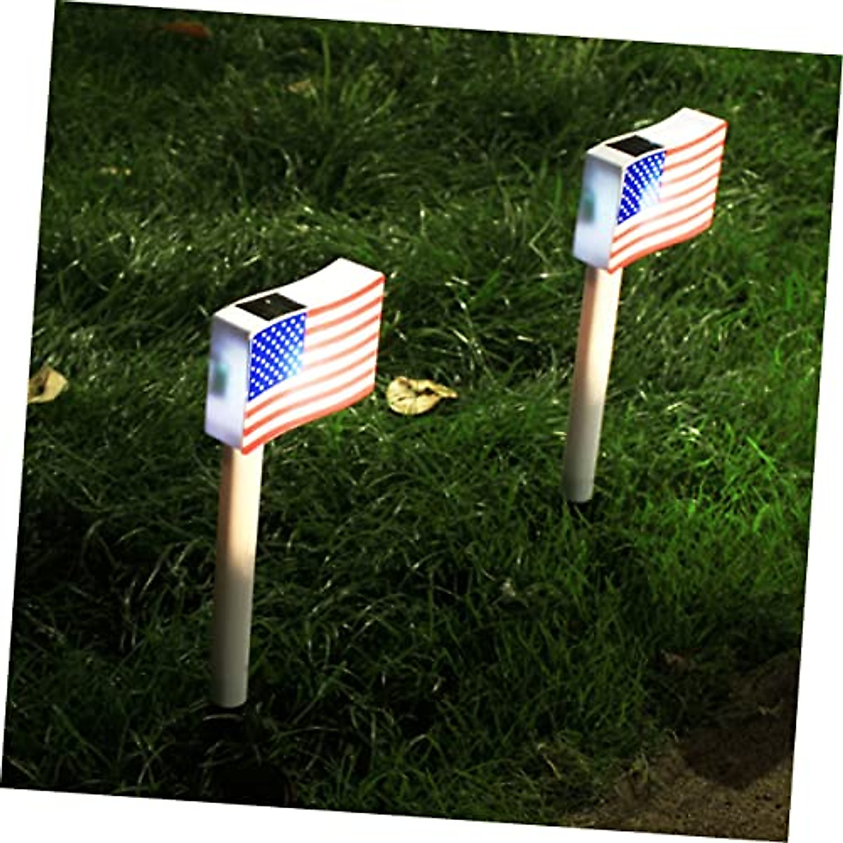 NOLITOY 2pcs Garden Night Lights Backyard Flag US Solar Decor for Patriots Patriotic Pin Patio Day Gift Lamp Supplies Accent Stake Outdoor Lawn Veteran Cemetery Spotlights