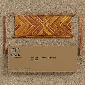 Bme Vivian Headboard ONLY, Rustic & Scandinavian Style with Solid Acacia Wood, Easy Assembly, King, Rustic Golden Brown